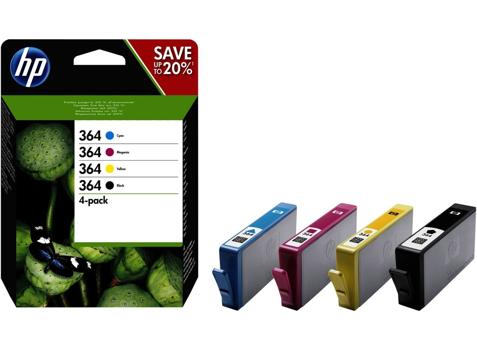 Genuine HP 364 Ink Cartridges Black, Cyan, Magenta, Yellow - FREE UK D